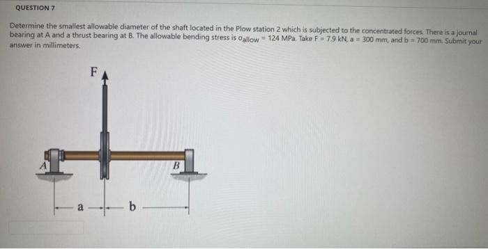 Solved Question 7 Determine The Smallest Allowable Diameter