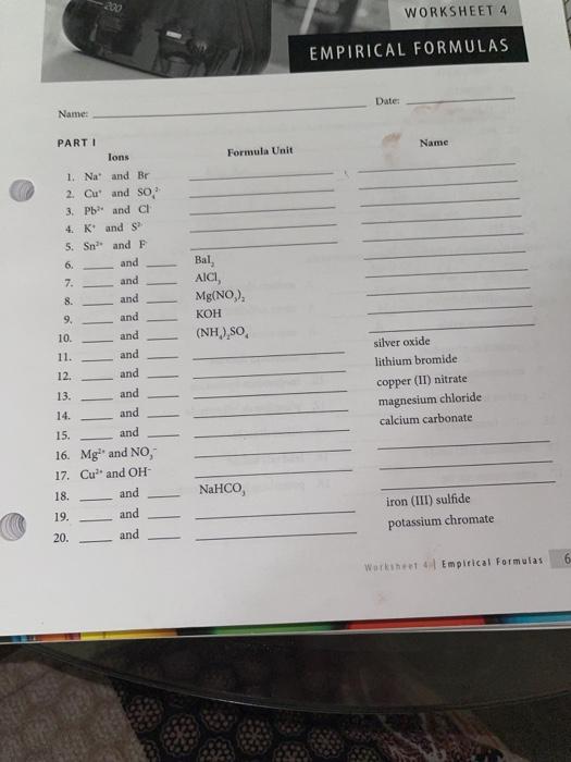 Solved REPRESENTING TONS AND FORMULA UNITS Name: Date: Ions | Chegg.com