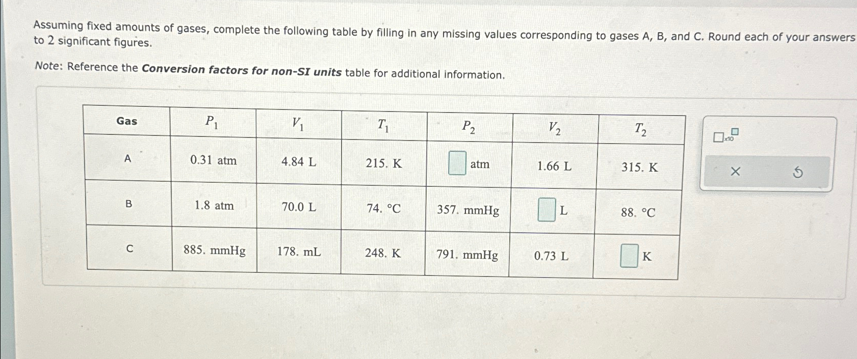 Solved Assuming fixed amounts of gases, complete the | Chegg.com