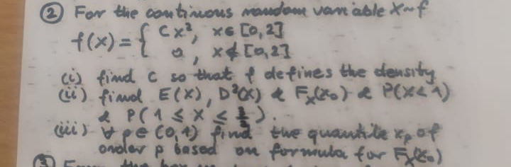 Solved (2) ﻿For the continous mandom vaviable | Chegg.com