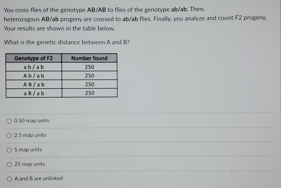 Solved For two genes, you perform a two-point test cross. In | Chegg.com