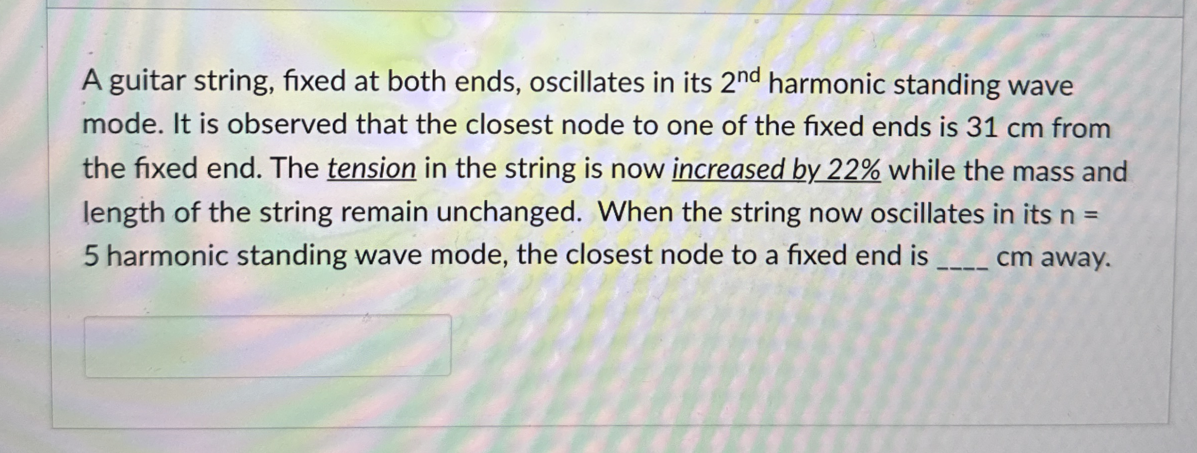 Solved A guitar string, fixed at both ends, oscillates in | Chegg.com
