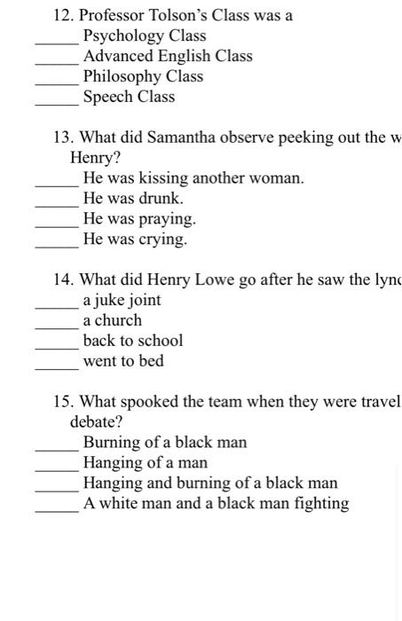12. Professor Tolson's Class was a Psychology Class | Chegg.com