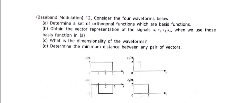 Solved (Baseband Modulation) 12. ﻿Consider the four | Chegg.com