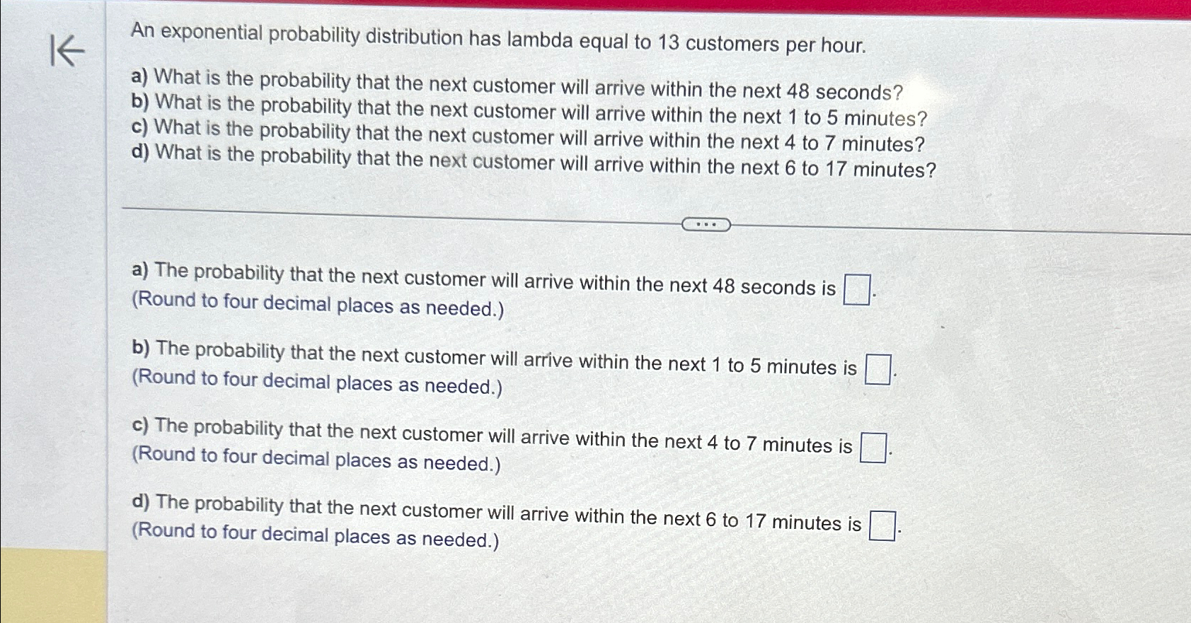 Solved An exponential probability distribution has lambda | Chegg.com