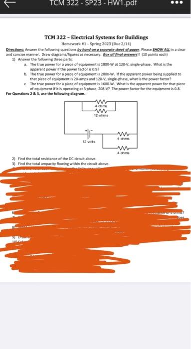 Solved TCM 322 - Electrical Systems for Buildings Homewark s | Chegg.com Solved TCM 322 - Electrical Systems for Buildings Homewark s | Chegg.com