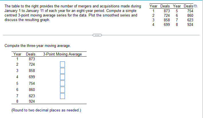 Solved The table to the right provides the number of mergers | Chegg.com