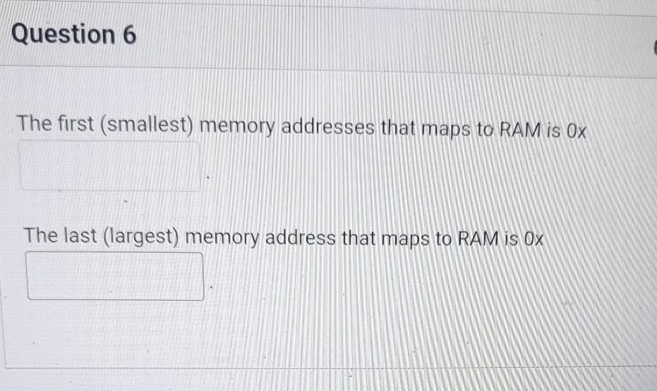 Solved Question 6 The first (smallest) memory addresses that | Chegg.com
