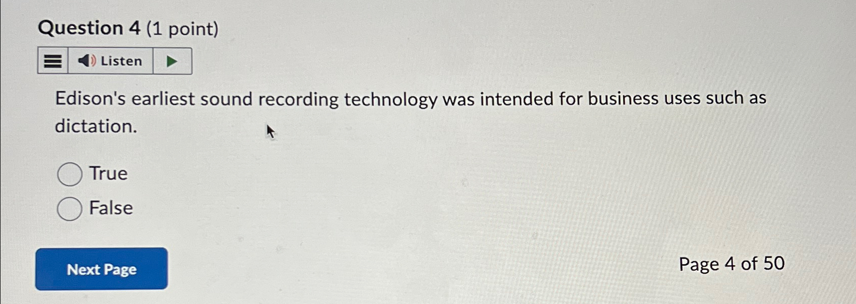 Solved Question 4 (1 ﻿point)Edison's earliest sound | Chegg.com