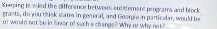 Solved Keeping in mind the difference between entitlement | Chegg.com