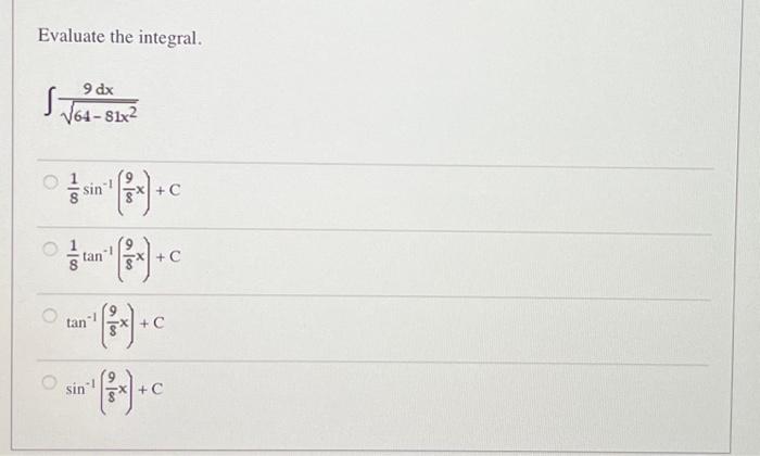 Solved Evaluate the integral. | Chegg.com