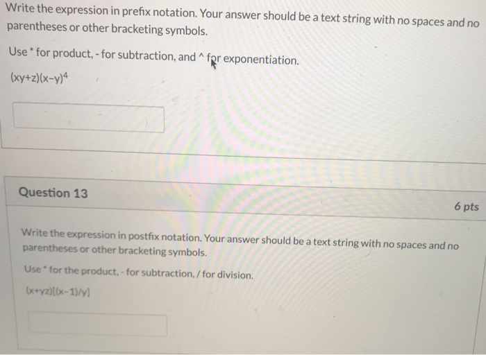 Solved Write the expression in prefix notation. Your answer | Chegg.com