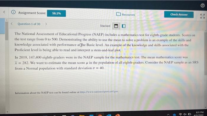 Solved © Assignment Score: 58.1% Resources Check Answer | Chegg.com