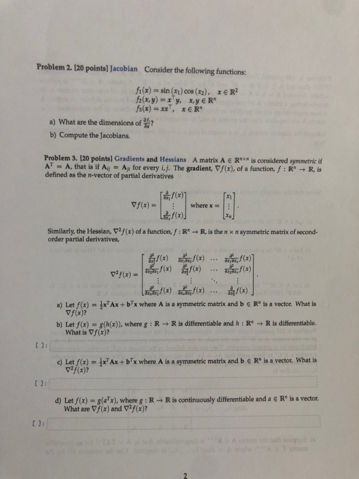 Solved Problem 2. [20 points] Jacobian Consider the | Chegg.com