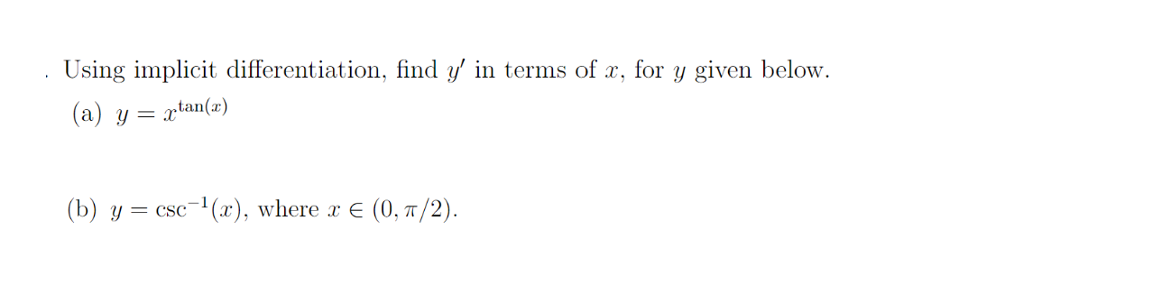 Solved Using implicit differentiation, find y' ﻿in terms of | Chegg.com