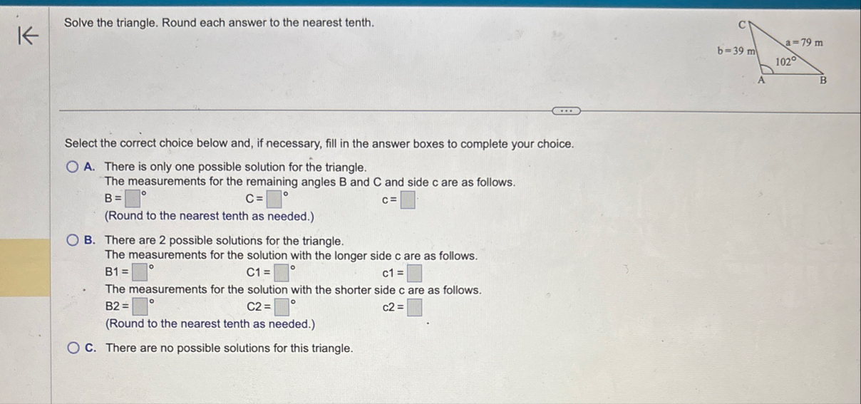 Solved Solve the triangle. Round each answer to the nearest | Chegg.com