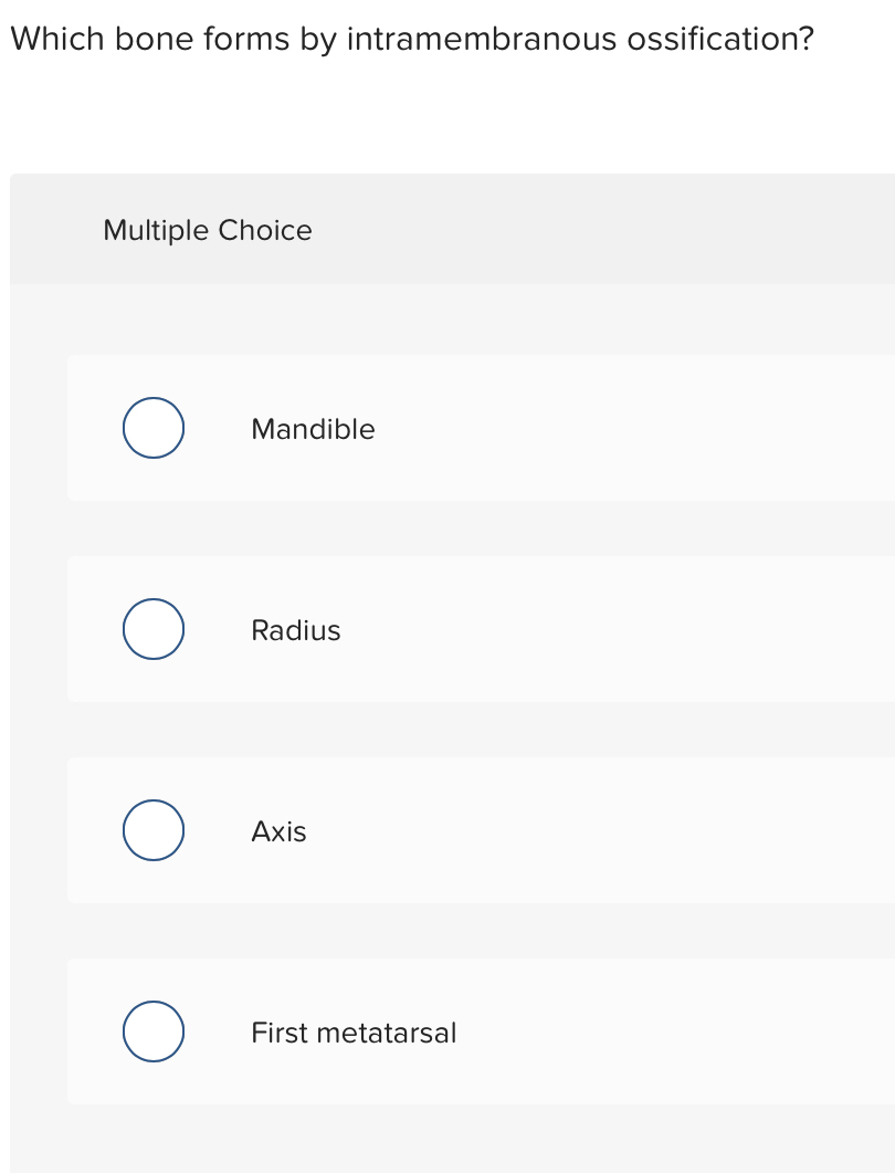 Solved Which bone forms by intramembranous | Chegg.com