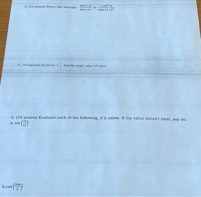 Solved 3. (10 points) Prove the identity: | Chegg.com