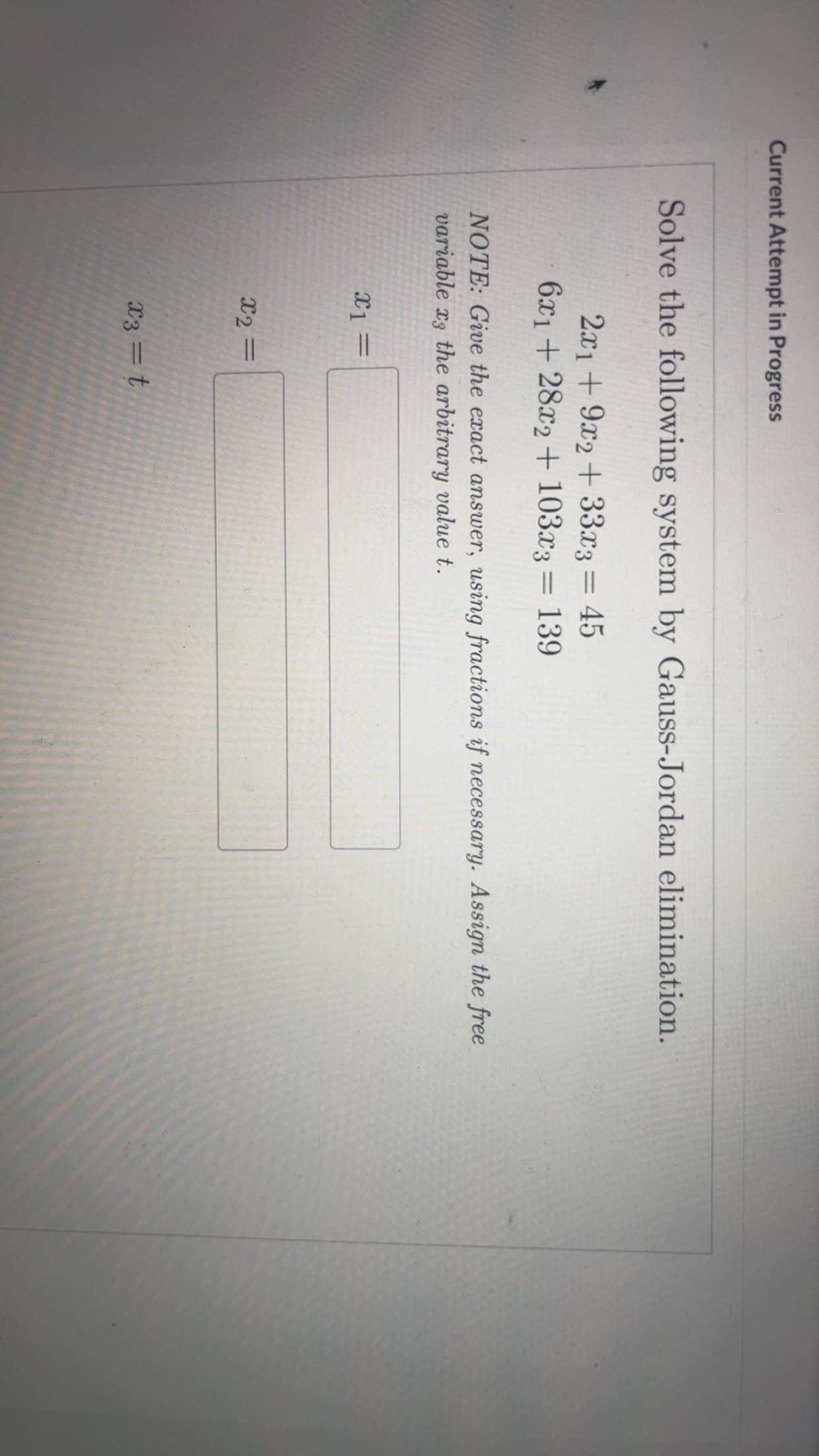 Current Attempt in ProgressSolve the following system | Chegg.com