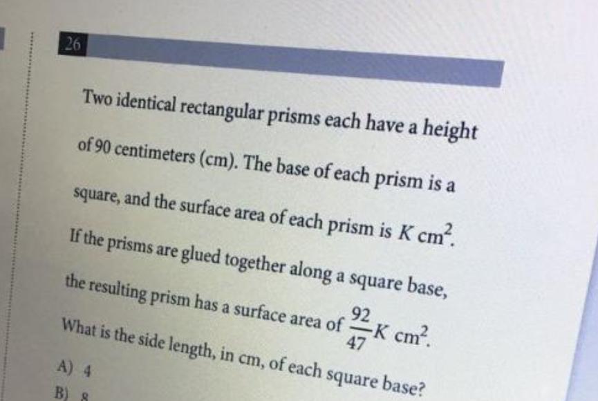 Solved 26Two identical rectangular prisms each have a height | Chegg.com
