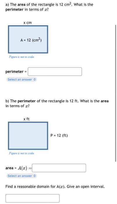 Solved a) The area of the rectangle is 12 cm2. What is the | Chegg.com
