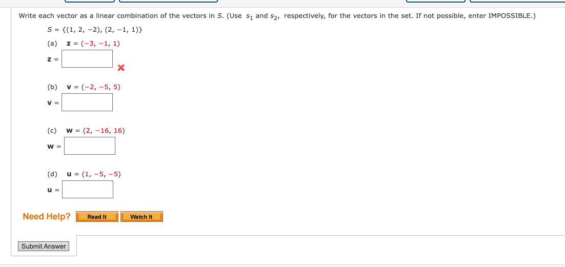 Solved Write each vector as a linear combination of the | Chegg.com