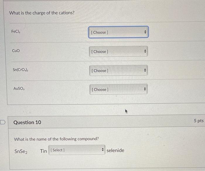 Solved What is the charge of the cations? FeCl3 CuO | Chegg.com