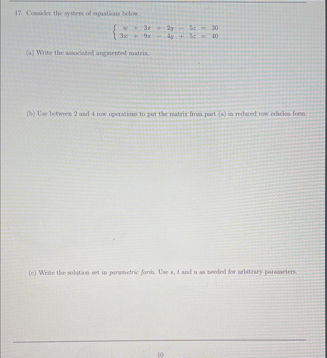 Solved 17. Consider the system of equations below. | Chegg.com