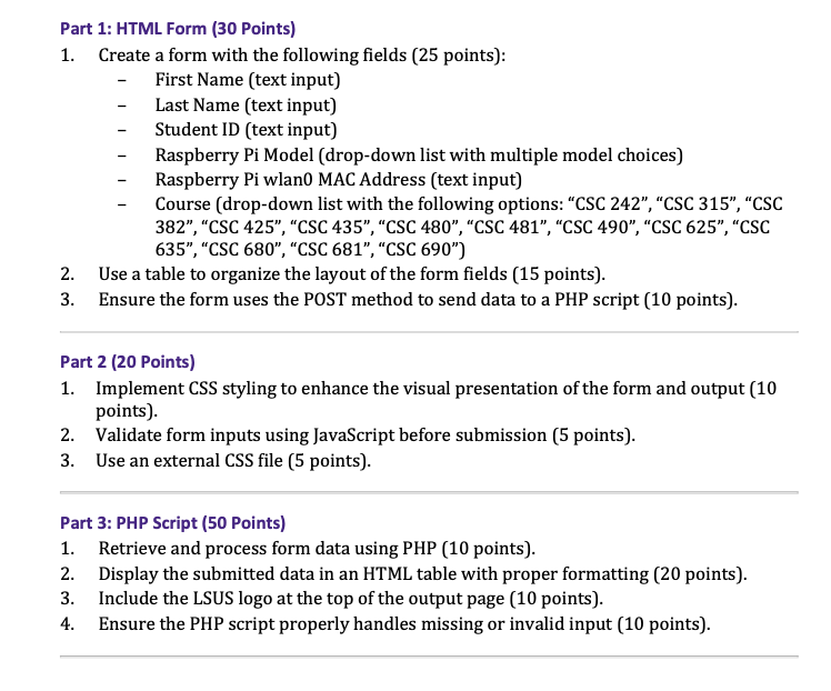 Solved Create an HTML form that collects necessary details | Chegg.com