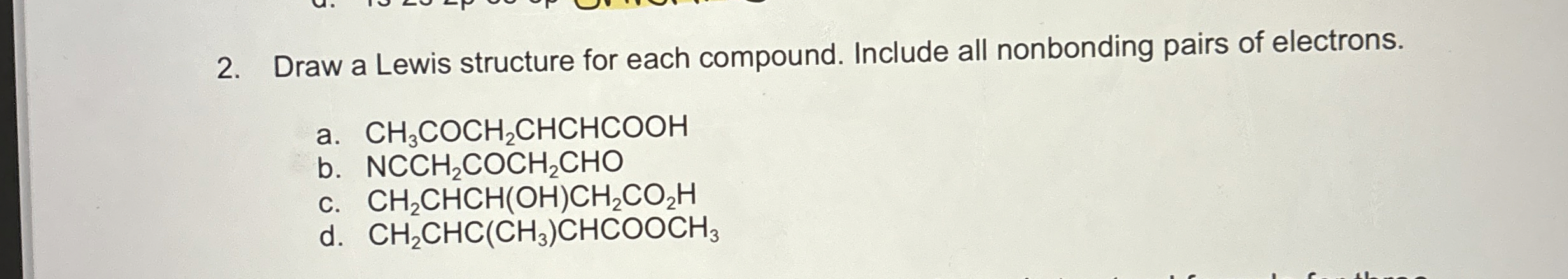 Solved Draw a Lewis structure for each compound. Include all | Chegg.com