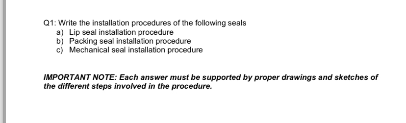 Q1: Write the installation procedures of the | Chegg.com