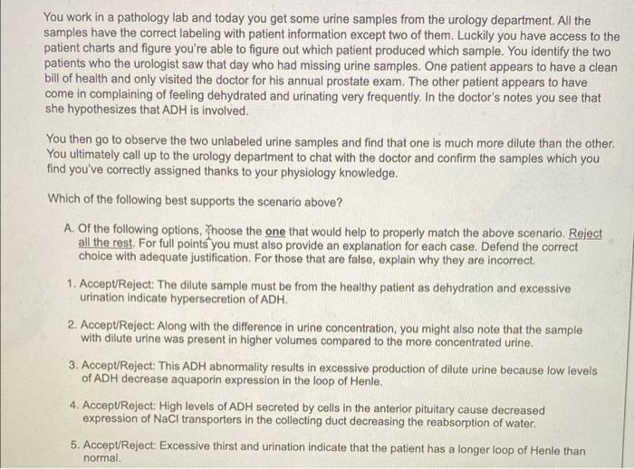 Solved You work in a pathology lab and today you get some | Chegg.com