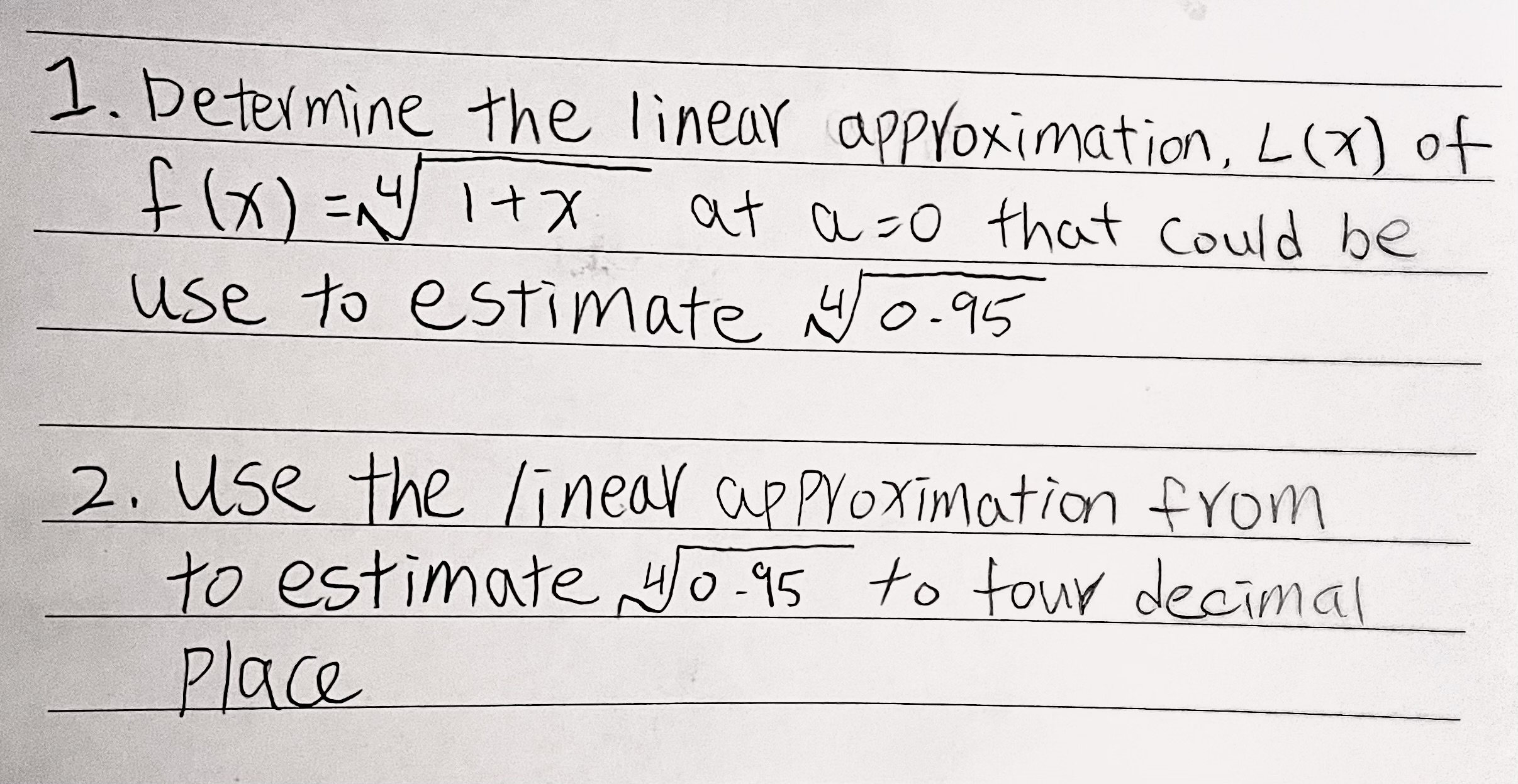 Solved Determine the linear approximation, L(x) ﻿of | Chegg.com