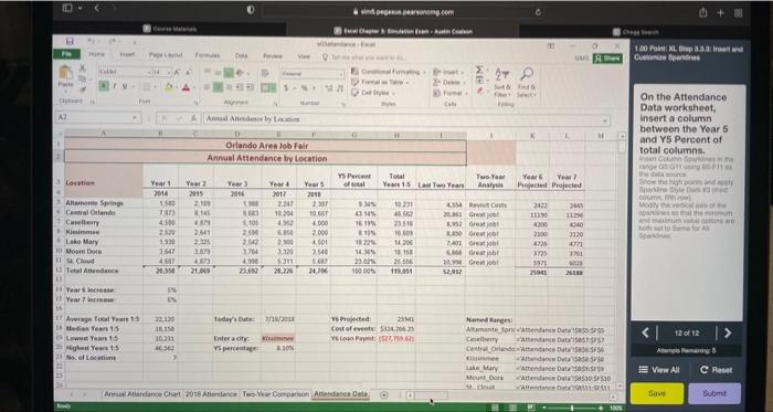 On the Attendance Data worksheet, insert a column | Chegg.com