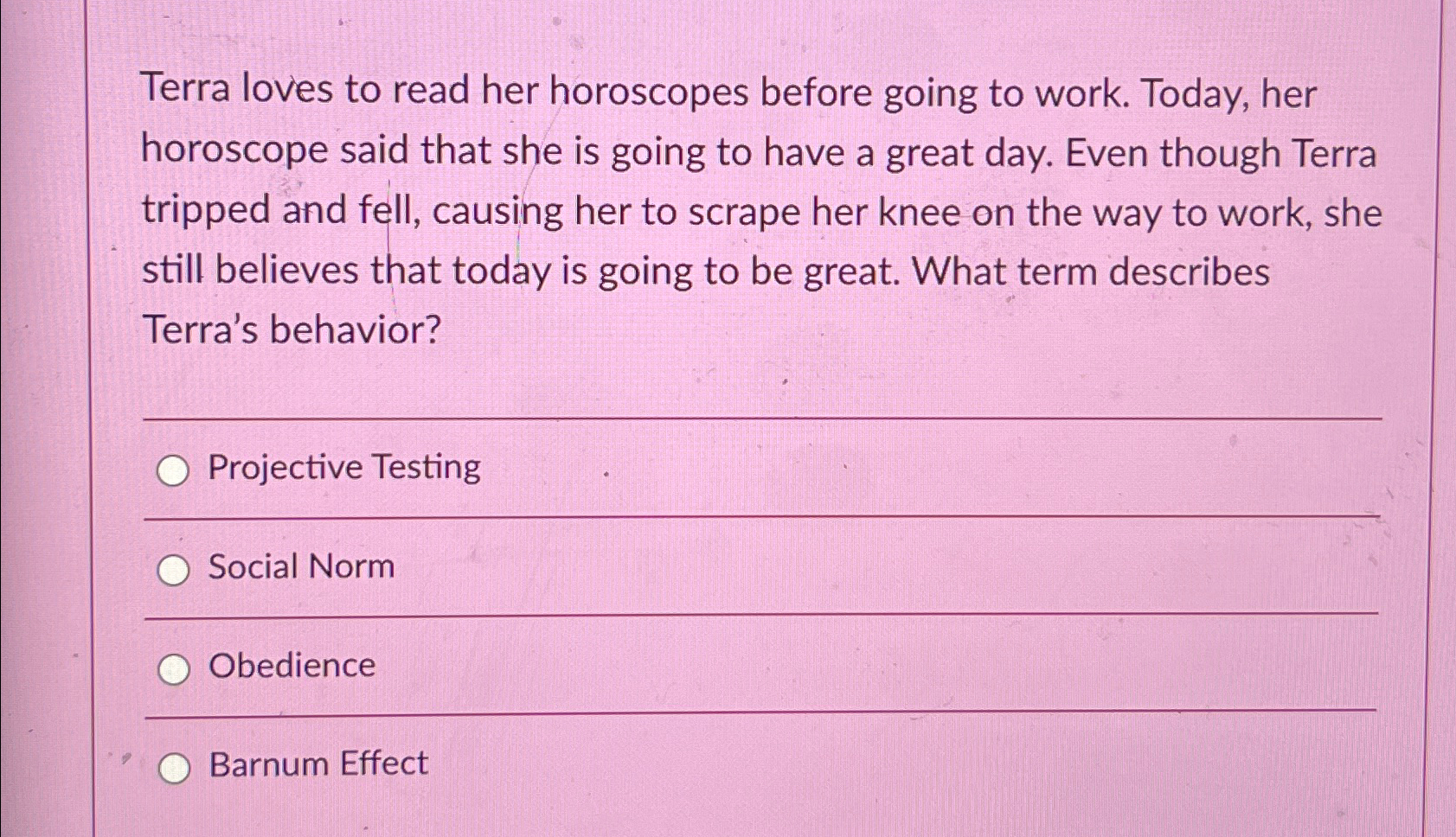 Solved Terra loves to read her horoscopes before going to | Chegg.com