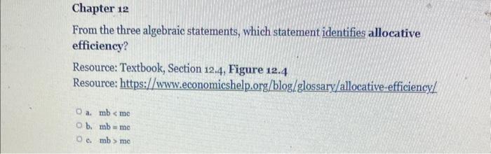 Solved From the three algebraic statements, which statement | Chegg.com