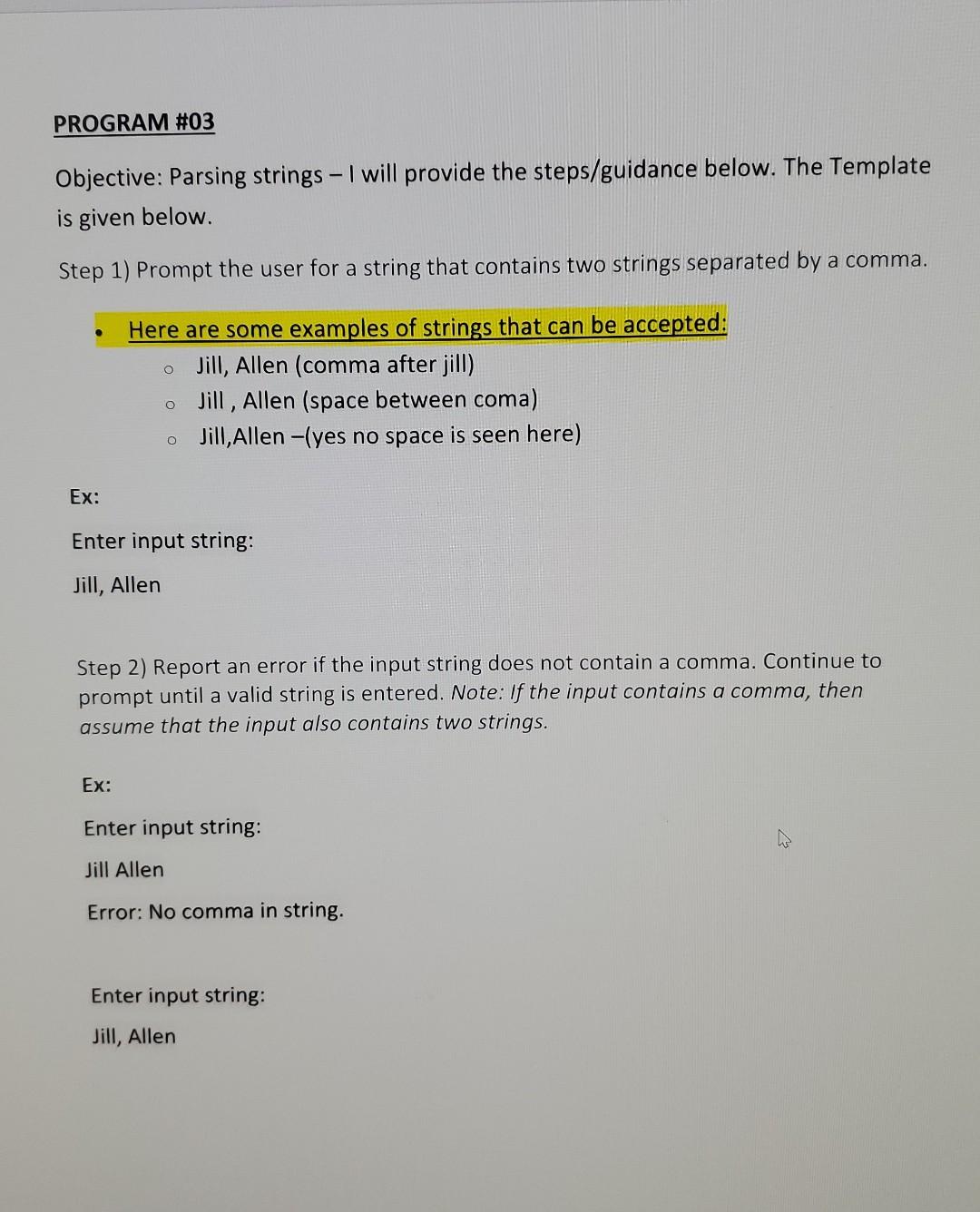 Solved PROGRAM 03 Objective Parsing Strings I Will Chegg
