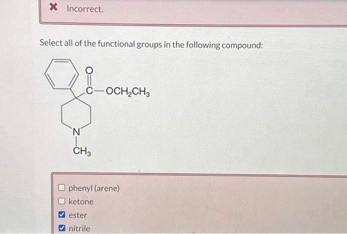 Solved Select all of the functional groups in the following | Chegg.com