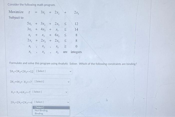 Solved Consider the following math program. Maximize | Chegg.com