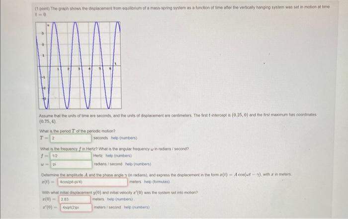 Solved t=0 Assume that the units of time are seconds, and | Chegg.com