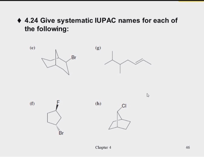 Solved • 4.24 Give systematic IUPAC names for each of the | Chegg.com