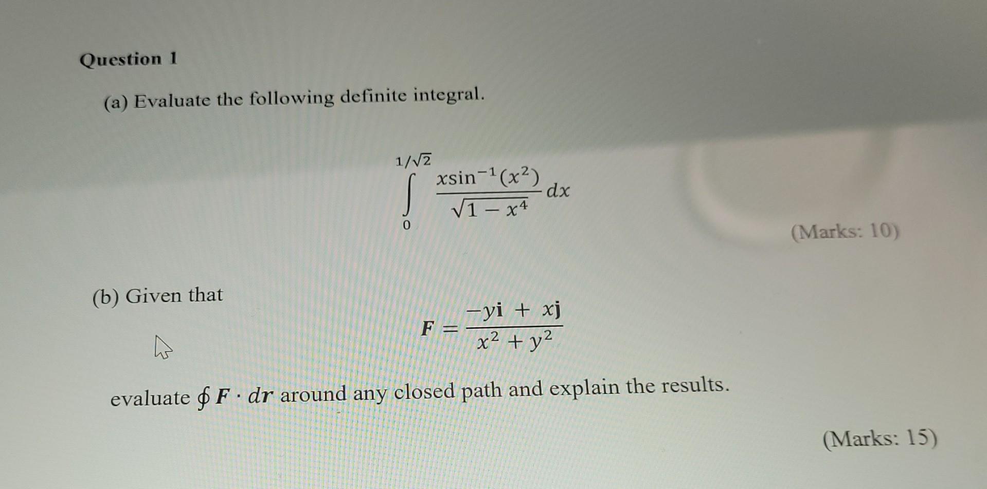 Solved (a) Evaluate the following definite integral. | Chegg.com