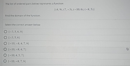 Solved The list of ordered pairs below represents a | Chegg.com