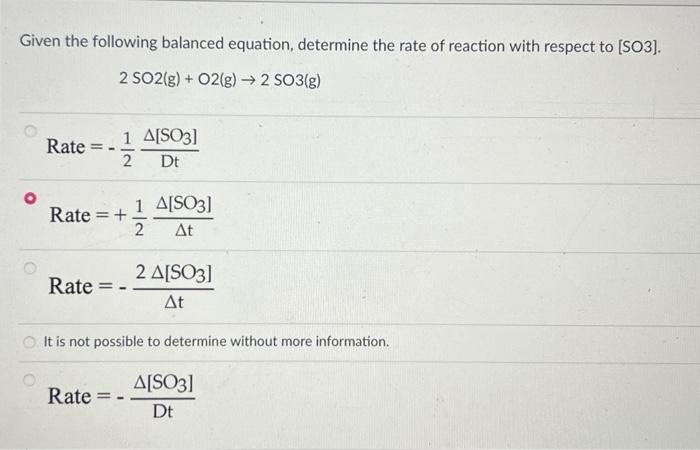 Solved Given the following balanced equation, determine the | Chegg.com