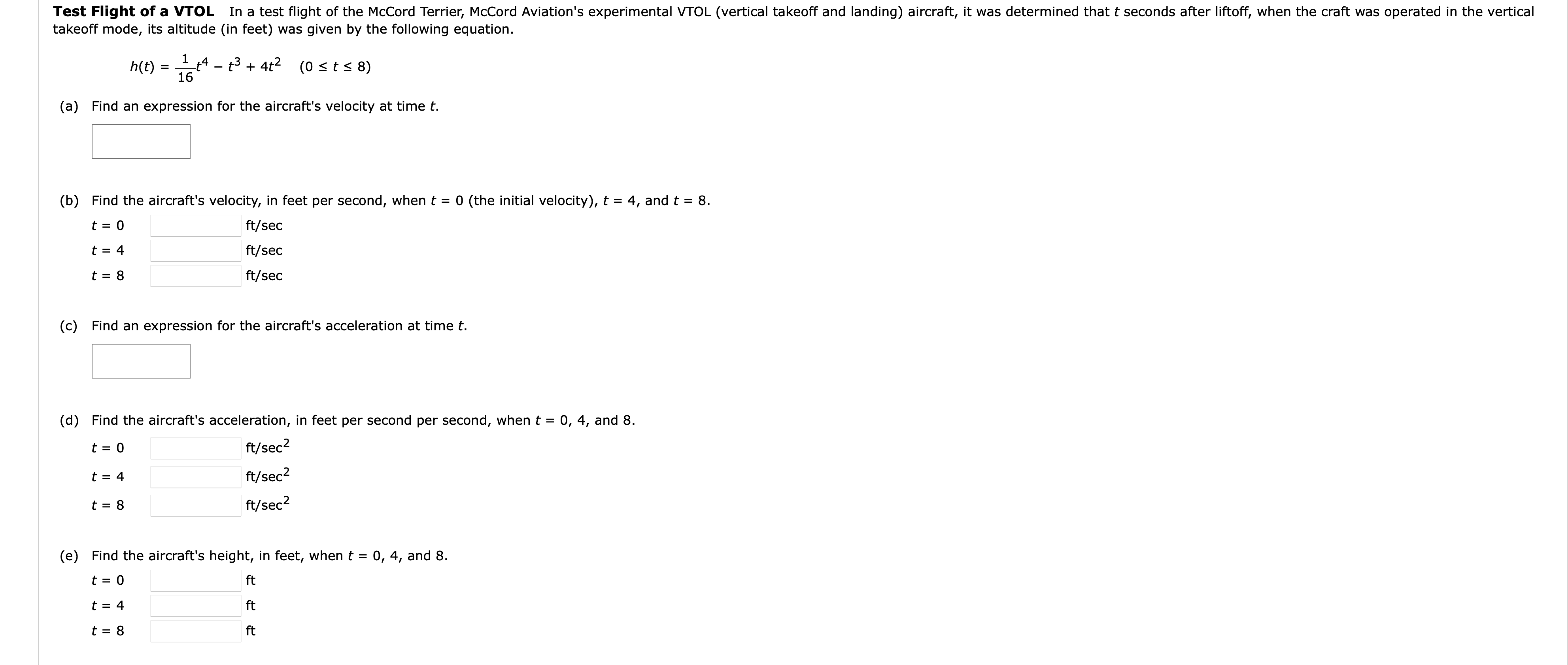 Solved takeoff mode, its altitude (in feet) ﻿was given by | Chegg.com