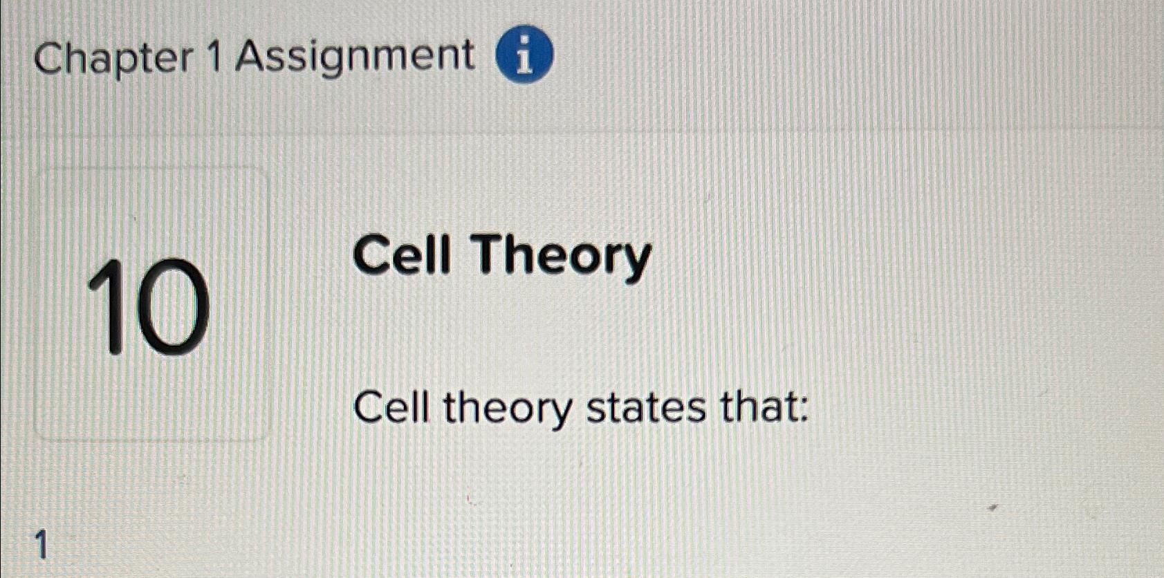 Solved Chapter 1 ﻿assignment10cell Theorycell Theory States 7600