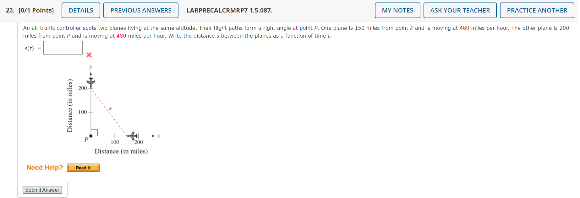Solved An air traffic controller spots two planes flying at | Chegg.com