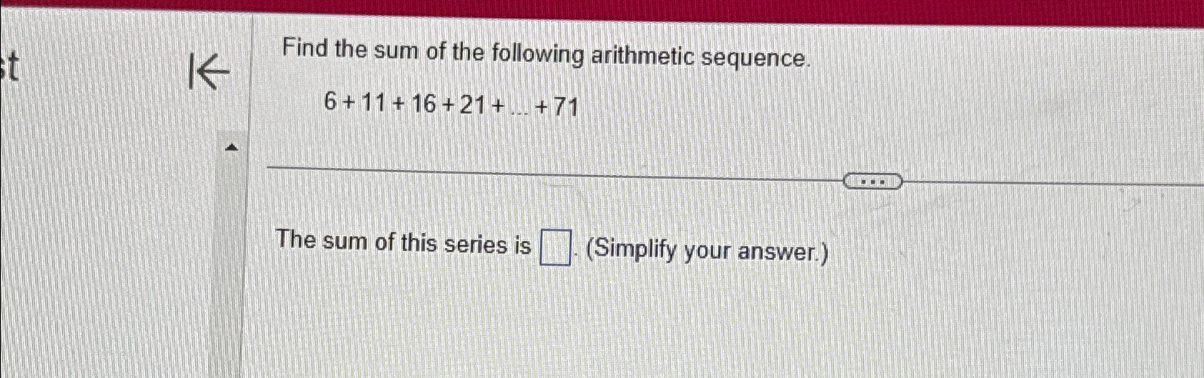 Solved Find the sum of the following arithmetic | Chegg.com