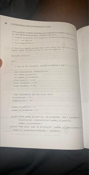Solved C programming (book:absolute beginner's guide 3rd | Chegg.com