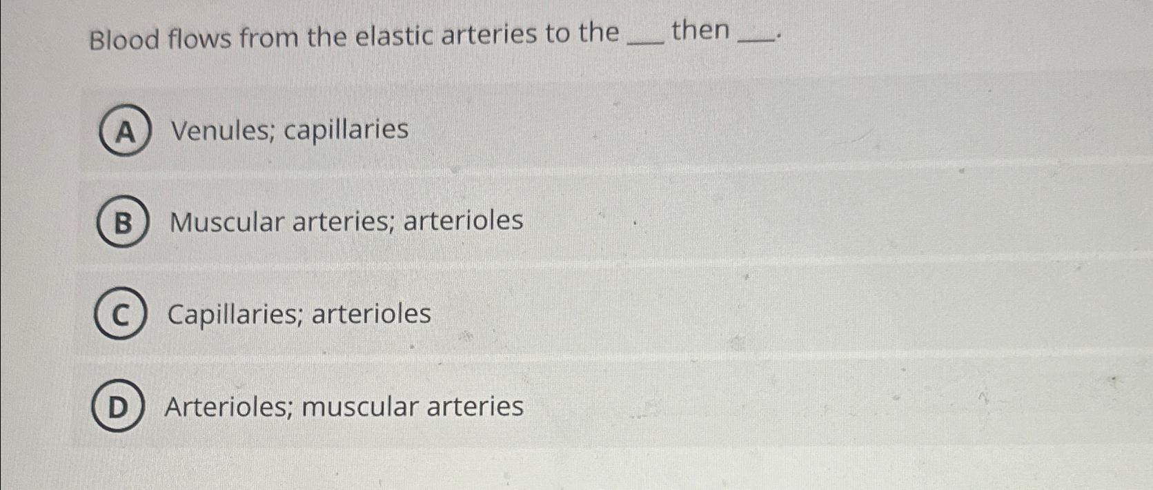 Solved Blood flows from the elastic arteries to the | Chegg.com